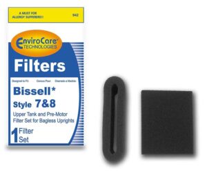 envirocare premium replacement pre motor foam vacuum cleaner filter made to fit bissell style 7/8/14 1 upper tank filter and 1 pre motor filter