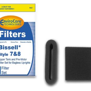 EnviroCare Premium Replacement Pre Motor Foam Vacuum Cleaner Filter made to fit Bissell Style 7/8/14 1 Upper Tank Filter and 1 Pre Motor Filter