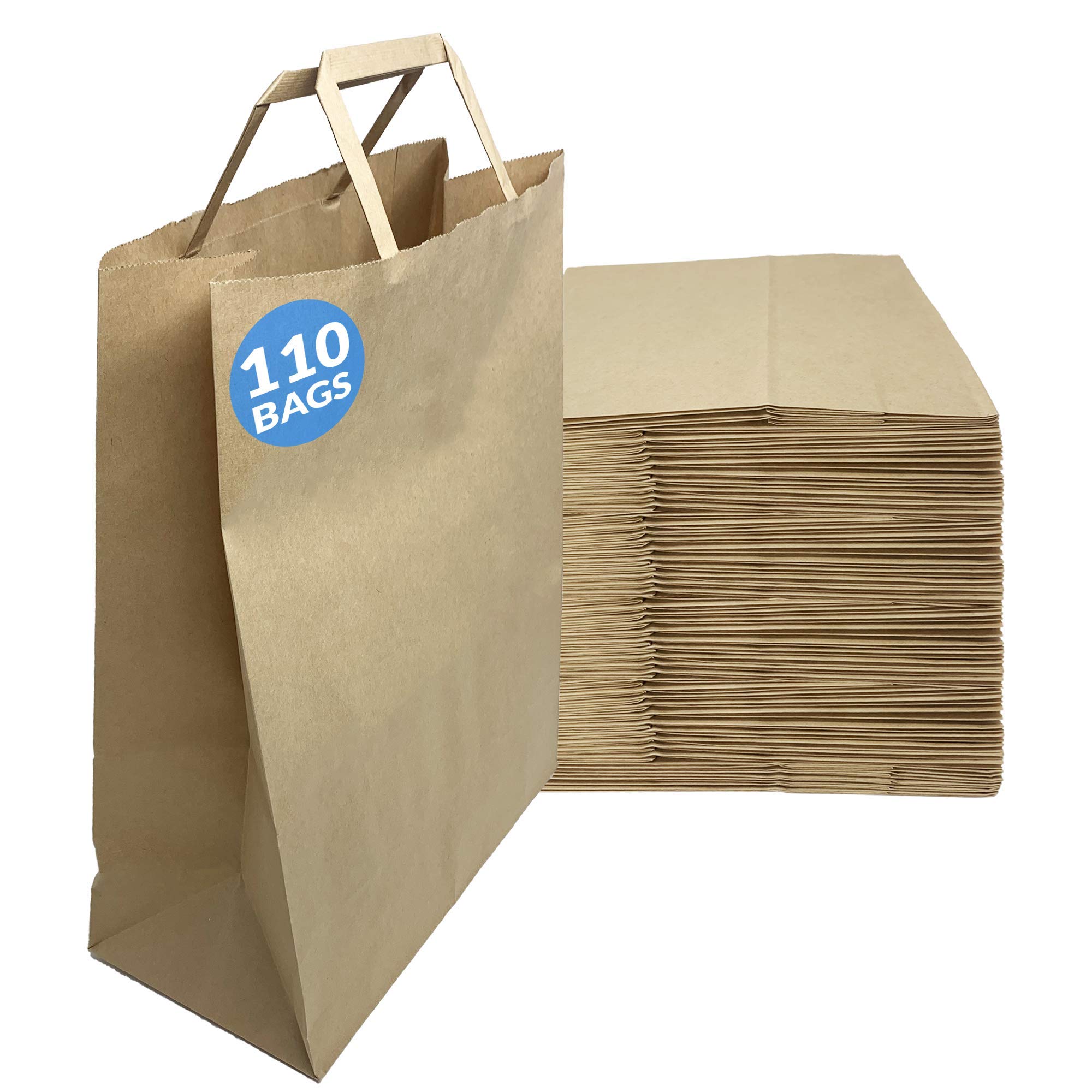 Reli. 110 Pack | 10"x5"x13" | Brown Paper Bags w/Handles | Ideal for Gift Bags, Shopping Bags, Retail/Merchandise Bags | Grocery Bags, To Go/Take Out Bags with Flat Handles