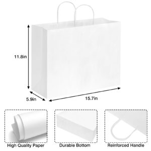 Moretoes 16x6x12 Inch 90pcs Gift Bags, White Paper Bags with Handles, Large Gift Bags Kraft Shopping Bags in Bulk for Boutiques, Small Business, Retail Stores, Gifts & Merchandise