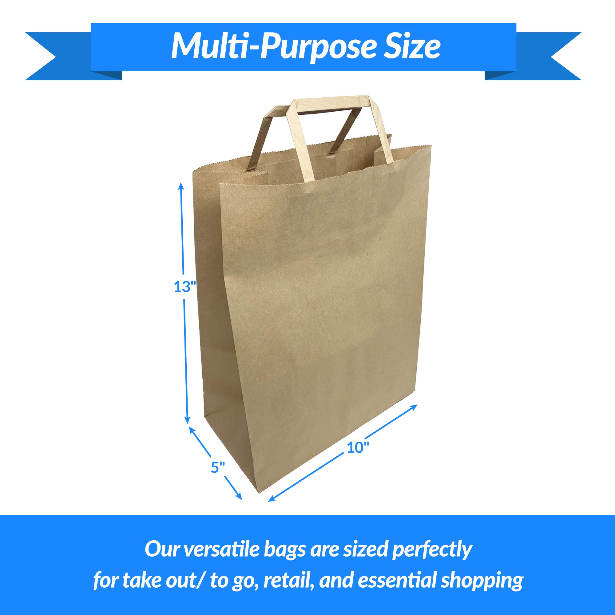 Reli. 110 Pack | 10"x5"x13" | Brown Paper Bags w/Handles | Ideal for Gift Bags, Shopping Bags, Retail/Merchandise Bags | Grocery Bags, To Go/Take Out Bags with Flat Handles