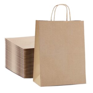 mesha gift bags kraft paper bags 100pcs 10x5x13 inches brown paper bags with handles bulk,shopping bags,party bags,recycled paper bags for small business