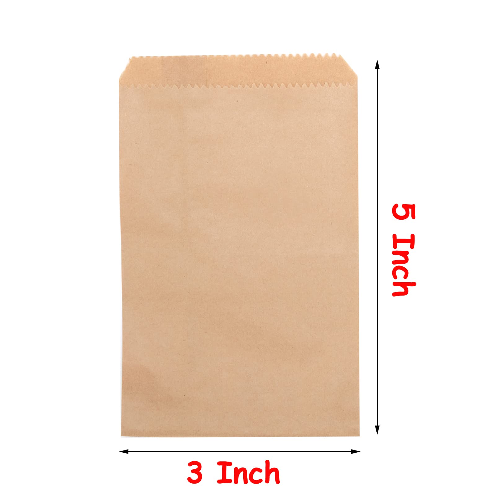 Tendwarm 100 Pcs 3x5 Inches Brown Kraft Paper treat Bags Flat favor bag for Party Wedding Small Gift bag