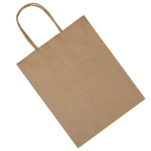 bagmad 50 Pack 8x4.75x10 inch Plain Medium Paper Bags with Handles Bulk, Brown Kraft Bags, Craft Gift Bags, Grocery Shopping Retail Bags, Birthday Party Favors Wedding Bags Sacks (Natural 50Pcs)