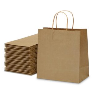 towrap brown gift bags with handles 25pcs 11 x 5.9 x 11 inch kraft paper bags bulk, shopping bags, party bags, retail bags, merchandise bags, favor bags