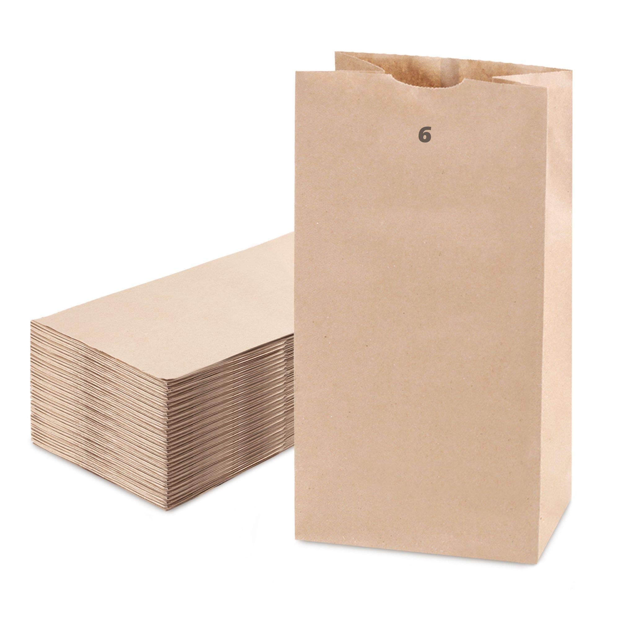 Fit Meal Prep 200 Pack 6 lb Brown Paper Lunch Bags, 11 x 6 x 3.5" Premium Kraft Paper Bags Bulk for Small Business, Recyclable Paper Snack Sacks, Durable Paper Grocery Bag for Food Storage, Packing