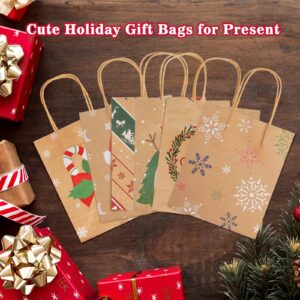 30 Christmas Kraft Gift Bags for Holiday Paper Gift Bags