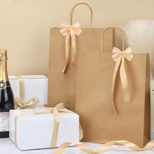 Moretoes 50pcs Paper Gift Bags 10x5x13 Inches Brown Kraft Paper Bags with Handles Bulk, Shopping Bags, Retail Bags for Small Business, Birthday Wedding Party Favor Bags, Merchandise Bags