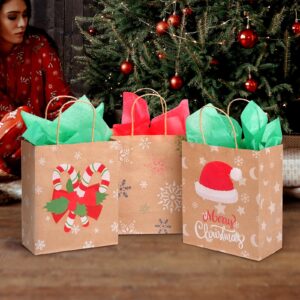 30 Christmas Kraft Gift Bags for Holiday Paper Gift Bags