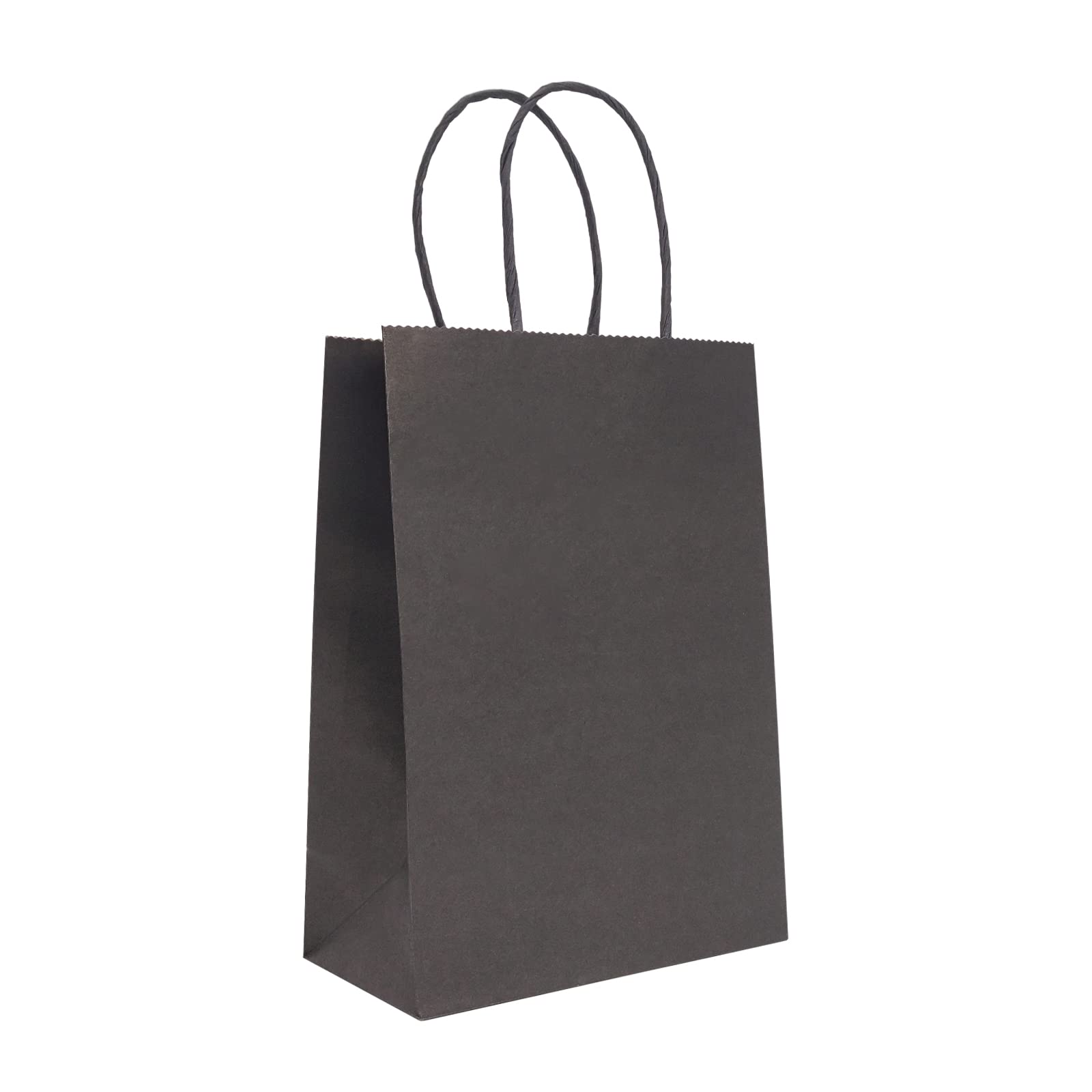 GARROS Black Kraft Paper Bag 5.8x3x8.3 inches,12-Pcs, Gift Bags, Kraft Bags With Handles Easter Day,Chrismas，Thanksgiving, Paper Shopping Bags, Craft Bags, Merchandise Bags (Black)