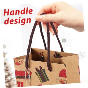 NOLITOY 1 Set Gift Bag Paper Bags Christmas Wrapping Paper Bottle Carrier Kraft Bags with Handles Kraft Christmas Bags Christmas Handle Pouches Tote Bags Kraft Paper Bottle Rack Wine