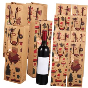 nolitoy 1 set gift bag paper bags christmas wrapping paper bottle carrier kraft bags with handles kraft christmas bags christmas handle pouches tote bags kraft paper bottle rack wine