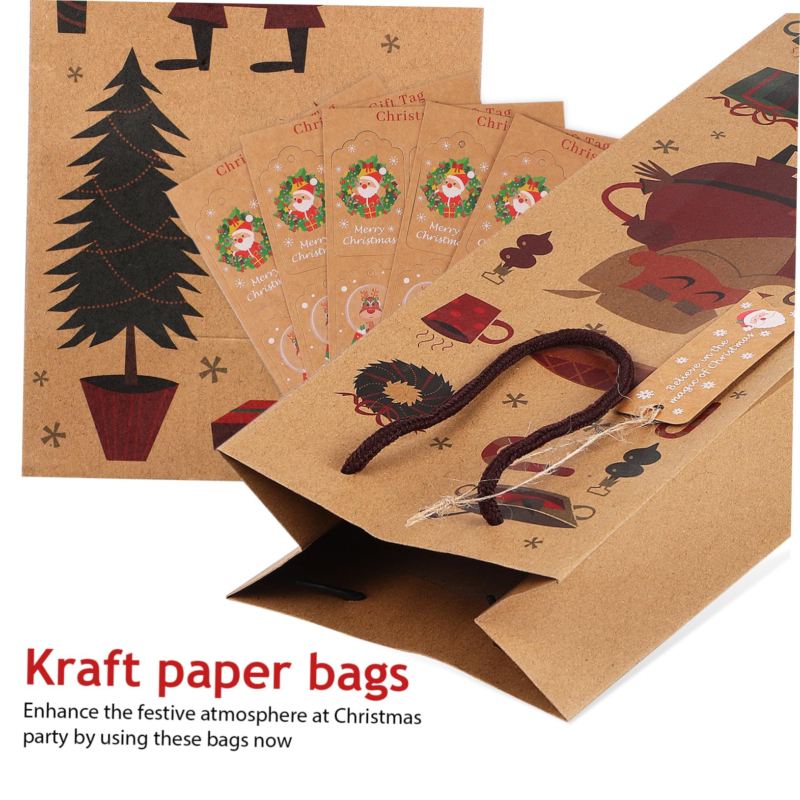 NOLITOY 1 Set Gift Bag Paper Bags Christmas Wrapping Paper Bottle Carrier Kraft Bags with Handles Kraft Christmas Bags Christmas Handle Pouches Tote Bags Kraft Paper Bottle Rack Wine