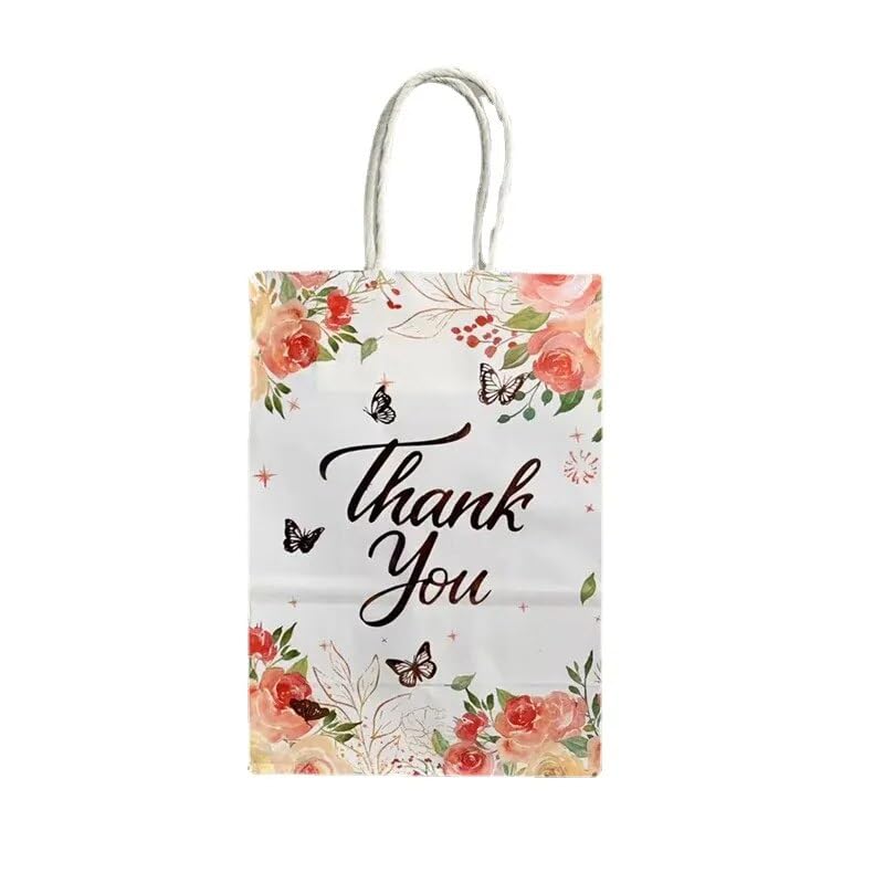 MODADA Gift Bags 12pcs Thank You Kraft Paper Portable Gift Bags Wedding Candy Bag Birthday Party Favors for Guests Clothing Takeaway Bag