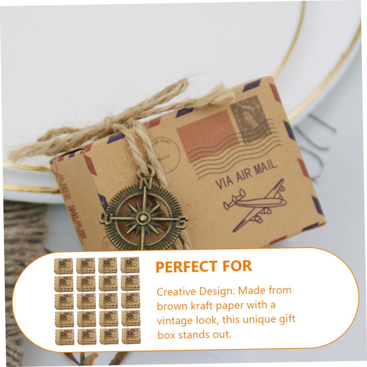 NOLITOY 20pcs Boxes Compass Candy Gift Bags Kraft Paper Small Gift