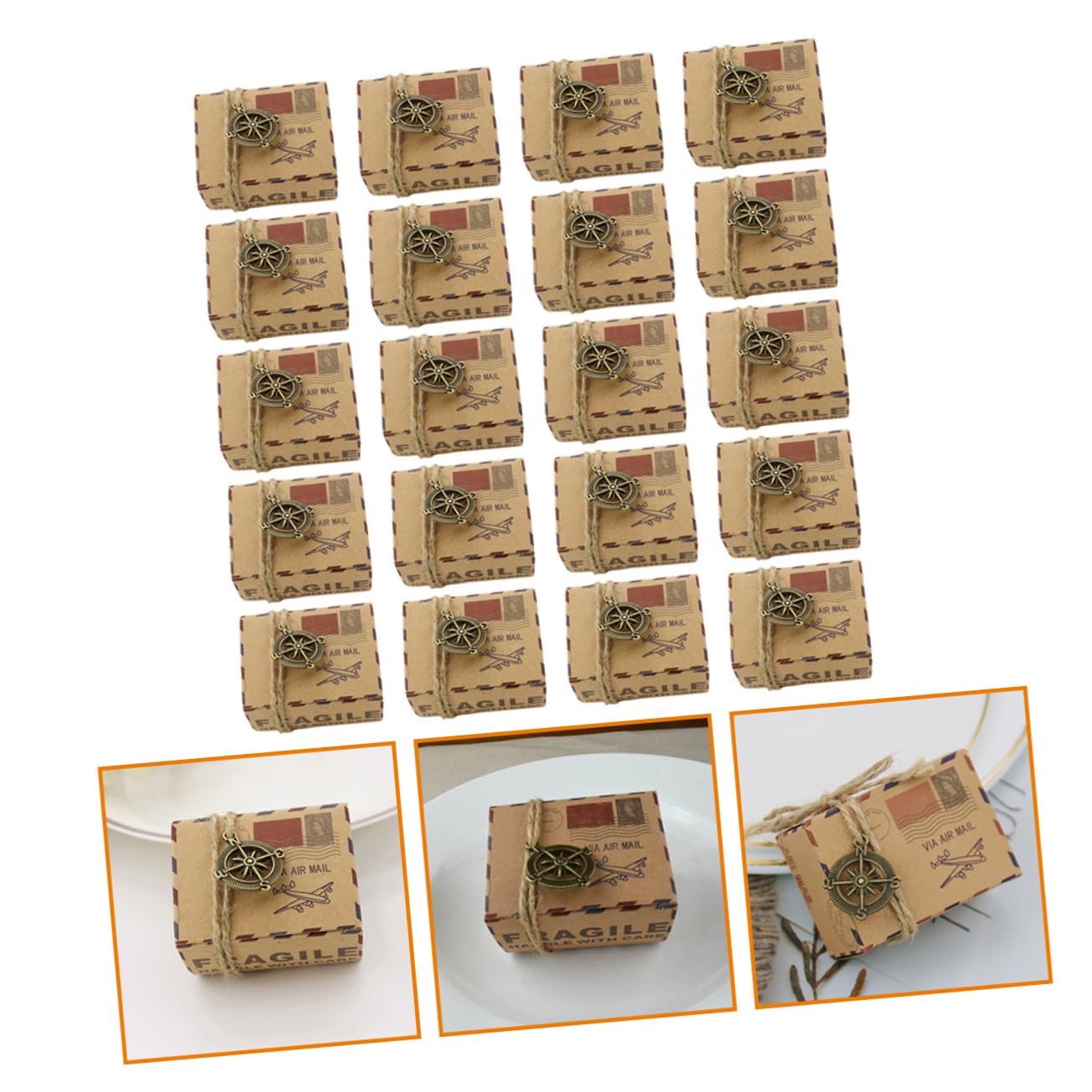 NOLITOY 20pcs Boxes Compass Candy Gift Bags Kraft Paper Small Gift