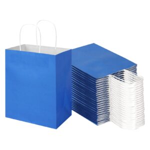 Toovip Each 100 Pack Medium Blue & Small Green Kraft Paper Gift Wrap Bags with Handles Bulk