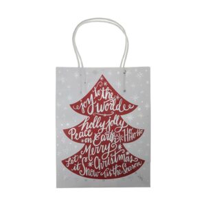 Fifth Ave Kraft Christmas Gift Bags with Jute Handles & Hologram Hotstamp, Medium, 10 Pack