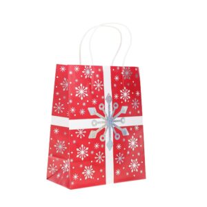 Fifth Ave Kraft Christmas Gift Bags with Jute Handles & Hologram Hotstamp, Medium, 10 Pack