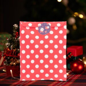 LUOZZY 24pcs Christmas Candy Bags Kraft Paper Xmas Gift Wrapping Papers with Stickers Christmas Cookie Bags Xmas Party Supplies