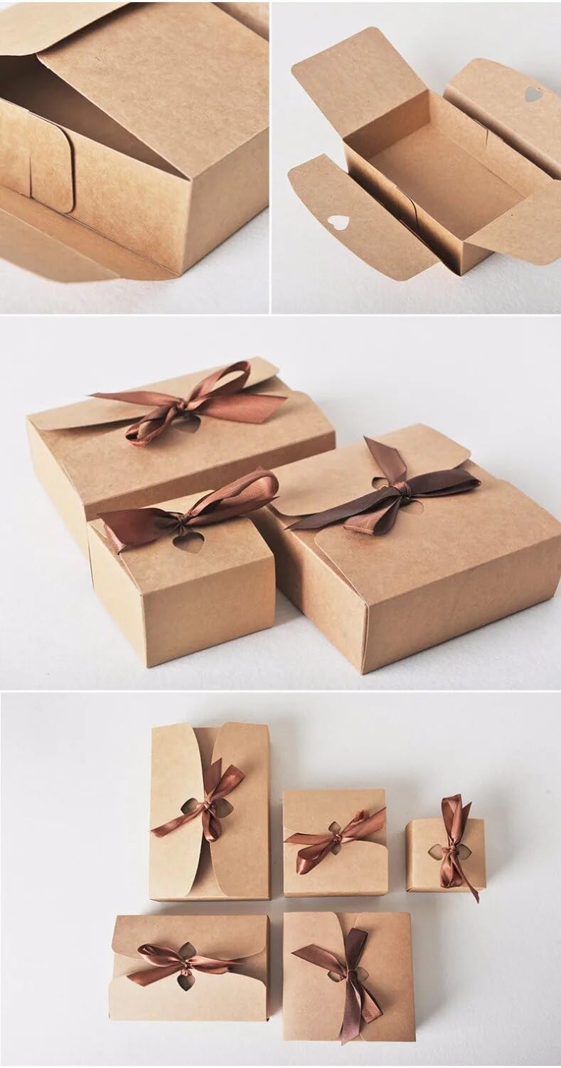 MODADA Gift Bags Square Kraft Paper Box Cardboard Packaging Valentine's Day Wedding Birthday Party Gift Box With Ribbons Candy Storage 30Pcs (Color : Red, Size : 14x14x5cm)