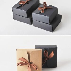 MODADA Gift Bags Square Kraft Paper Box Cardboard Packaging Valentine's Day Wedding Birthday Party Gift Box With Ribbons Candy Storage 30Pcs (Color : Red, Size : 14x14x5cm)