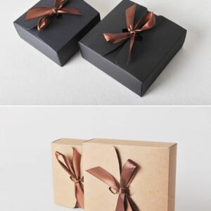 MODADA Gift Bags Square Kraft Paper Box Cardboard Packaging Valentine's Day Wedding Birthday Party Gift Box With Ribbons Candy Storage 30Pcs (Color : Red, Size : 14x14x5cm)