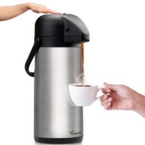 85 oz (2.5l) coffee carafe with pump, insulated stainless steel coffee dispenser, coffee carafes for keeping hot/cold, hot beverage dispenser for party