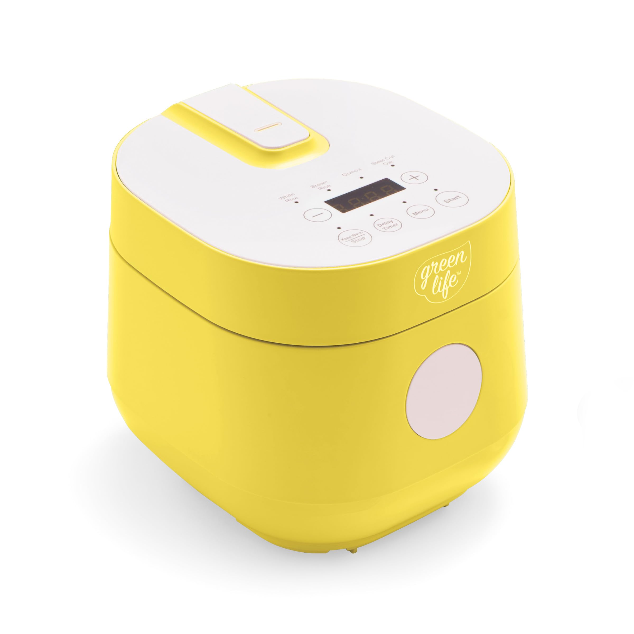 GreenLife PFAS-Free, 4-Cup Rice Oats and Grains Cooker, Healthy Ceramic Nonstick, Easy to Use Automatic Presets, Dishwasher Safe Parts, Yellow