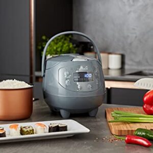 Yum Asia Panda Mini Rice Cooker With Ninja Ceramic Bowl and Advanced Fuzzy Logic (3.5 cup, 0.63 litre) 4 Rice Cooking Functions, 4 Multicooker functions, Digital LED display - 120V