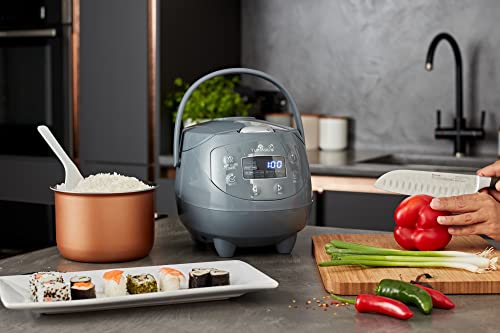 Yum Asia Panda Mini Rice Cooker With Ninja Ceramic Bowl and Advanced Fuzzy Logic (3.5 cup, 0.63 litre) 4 Rice Cooking Functions, 4 Multicooker functions, Digital LED display - 120V