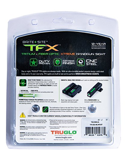 TRUGLO TFX Handgun Sight | Durable Shock-Resistant Compact Brightly Glowing Tritium & Fiber-Optic Xtreme Day/Night Sight, Compatible with Sig Sauer #8/#8 Handguns