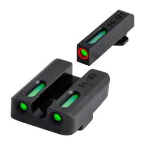 truglo tfx pro handgun sight, glowing shock proof tritium and fiber optic night sight for handguns, compact, durable, and snag free sight