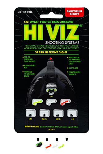 HIVIZ Spark III Shotgun Front Rifle Sight Replacement,Green, Red, and White