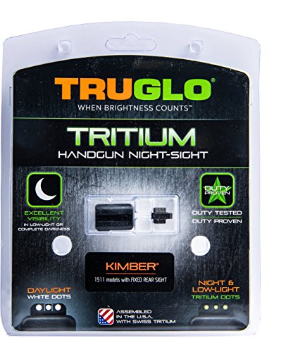 TG TG231K Tritium Glow in the Dark Handgun Pistol Sight for Day & Night Use, Compatible w/ Kimber 1911 Models w/ Fixed Rear Sight, Black