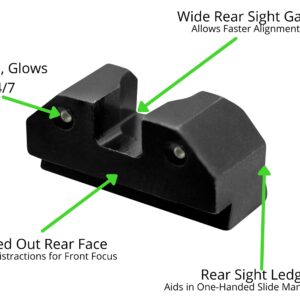 XS SIGHTS R3D Tritium Night Sight for S&W M&P, Sig, Canik, Taurus, and HK Pistols, Front and Rear Glow in The Dark Tritium for Tactical Applications (Green, Canik TP9)