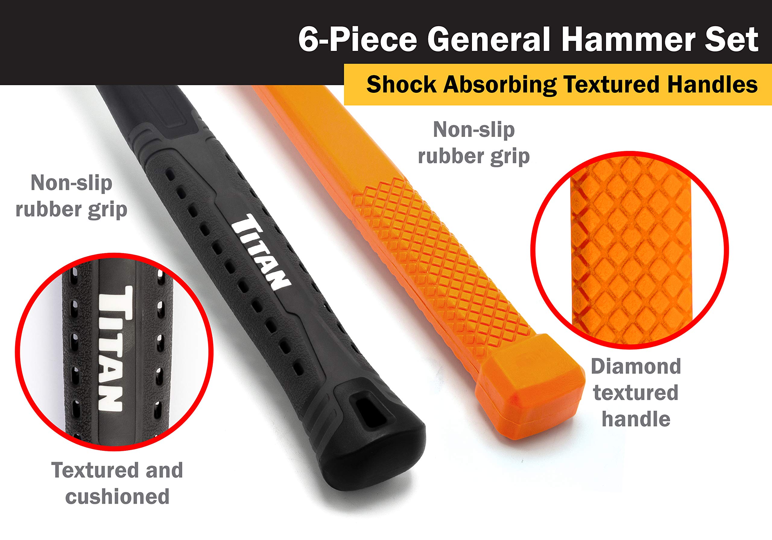 Titan 63136 6-Piece General Use Hammer Set