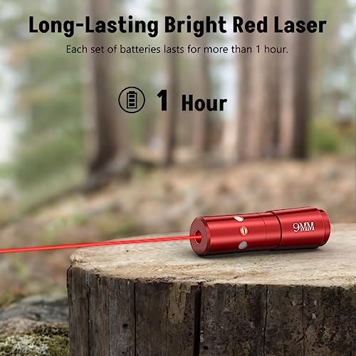 MidTen Bore Sight Laser 9mm Red Dot Boresighter with 2 Sets of Batteries