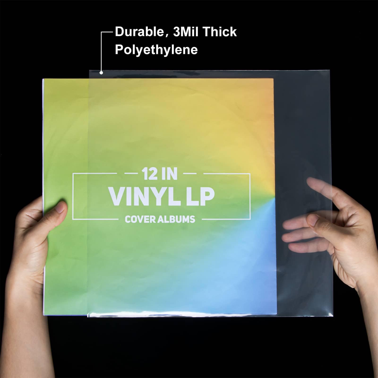 100-Pack 12-inch Vinyl-Record Outer Sleeves - LP Record Sleeves Album Covers, Clear Premium Polyethylene Vinyl Record Protector, 3 mil Thick, Wrinkle Free, Fit for Single and Double LP Storage