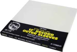 (100) 12" lp record outer sleeves premium 2.5mil thick archival quality, super clear - 12sb025