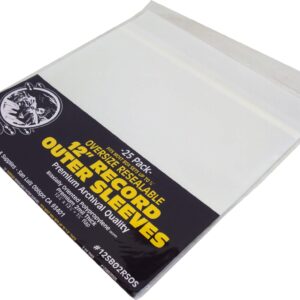 (25) 12" Resealable Oversize Record Outer Sleeves - Super Clear Premium 2 Mil Thick Archival Quality BOPP - 13-7/8" x 13-1/4" + 1-5/8" Flap - FITS Most Box Sets UP to 7/8" Thick #12SB02RSOS