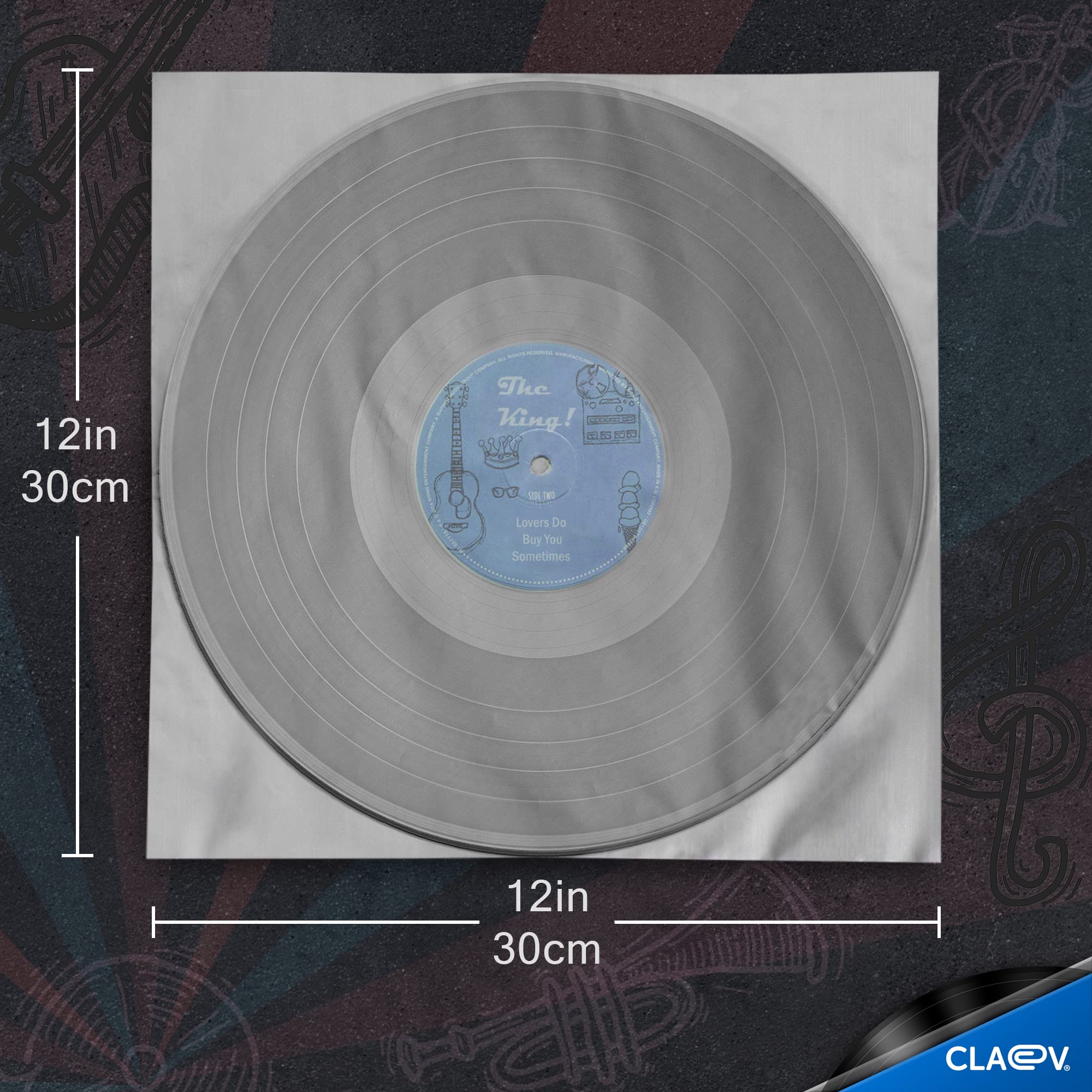 Claev 50 Anti Static Inner Record Sleeves for Vinyl LP Records (12 inch, Square, Translucent), Album Record Protective Plastic Covers for Storage