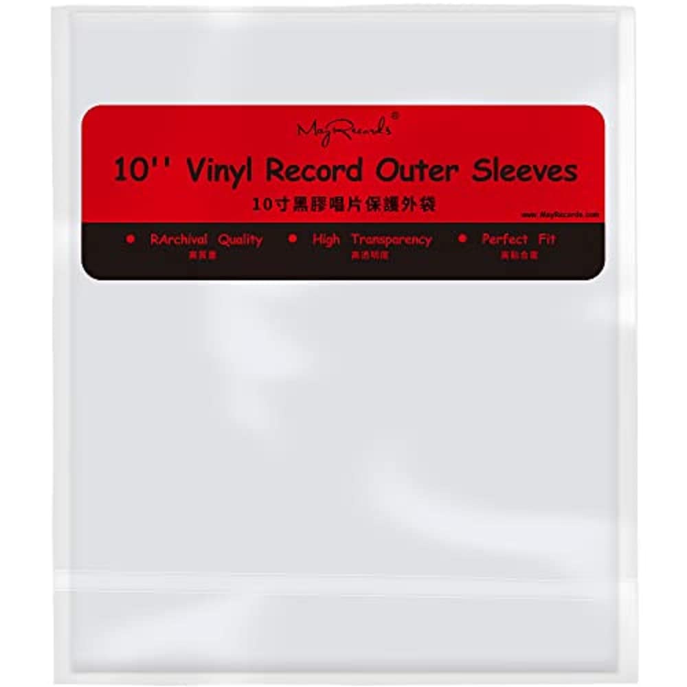 Resealable 4 Mil Plastic Vinyl Record Outer Sleeves for 10'' LP（Pack of 50）