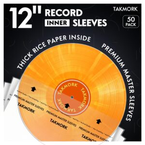 vinyl record rice paper inner sleeves: 12" anti-static lp sleeves album record acid-free clear protective sleeves, 50pcs