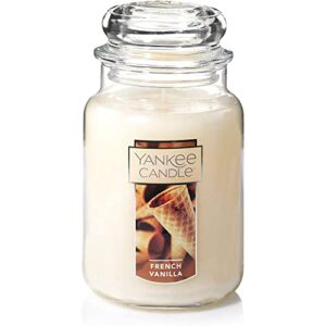 yankee candle french vanilla scented, classic 22oz large jar single wick candle, over 110 hour burn time, ideal for entertaining and personal relaxation