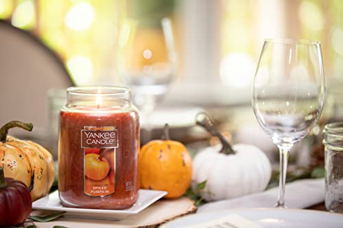 Yankee Candle darice Candle Spiced Pumpkin Scented, 22oz Single Wick, Over 110 Hours of Burn Time, Perfect Accent for Fall Decor, Classic Large Jar, Peach