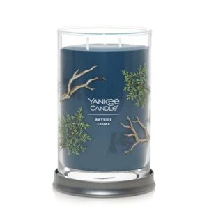 yankee candle bayside cedar scented, signature 20oz large tumbler 2-wick candle, over 60 hours of burn time