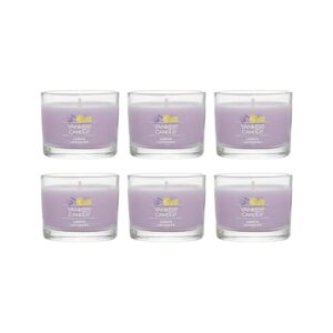 yankee candle signature votive mini candle jar, lemon lavender scent, natural soy wax blend candle with natural fiber wick, 1.3 oz glass jar (pack of 6)