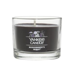 Yankee Candle Signature Votive Mini Candle Jar, Midsummer's Night Scent, Natural Soy Wax Blend Candle with Natural Fiber Wick, 1.3 OZ Glass Jar (Pack of 4)