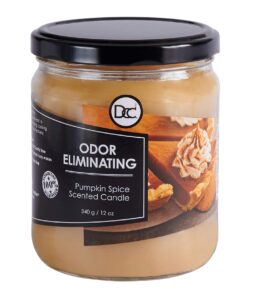 pumpkin spice odor eliminating highly fragranced candle - eliminates 95% of pet, smoke, food, and other smells quickly - up to 80 hour burn time - 12 ounce premium soy blend